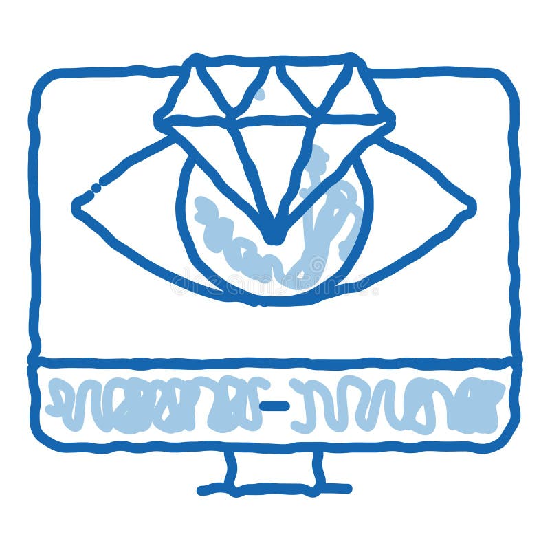 Diamond Vision Computer Screen Doodle Icon Hand Drawn Illustration ...