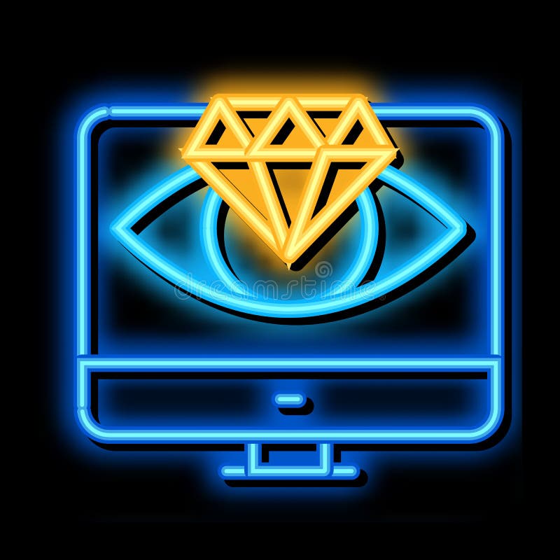 Diamond Vision Computer Screen Neon Glow Icon Illustration Stock Vector ...