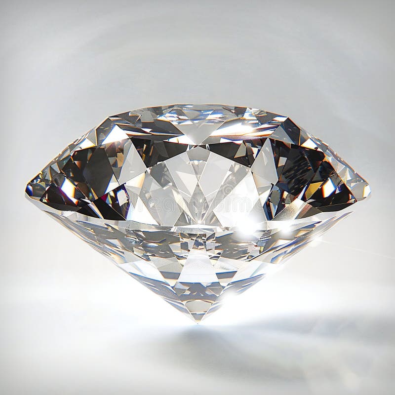 Diamond on a White Background, Render, Square Image Stock Illustration ...