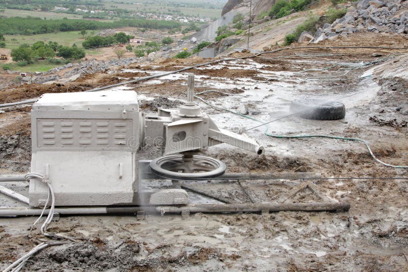 Diamond Wire Saw Machine in a Granite Quarry Stock Photo - Image of ...