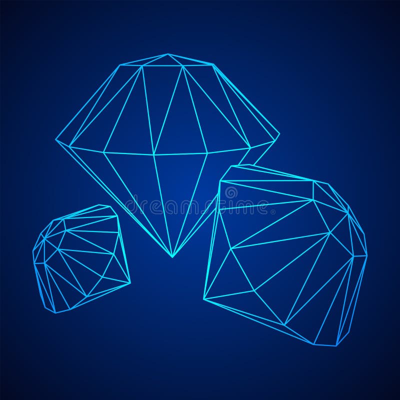 Diamond Wireframe Low Poly Mesh Stock Vector - Illustration of icon ...
