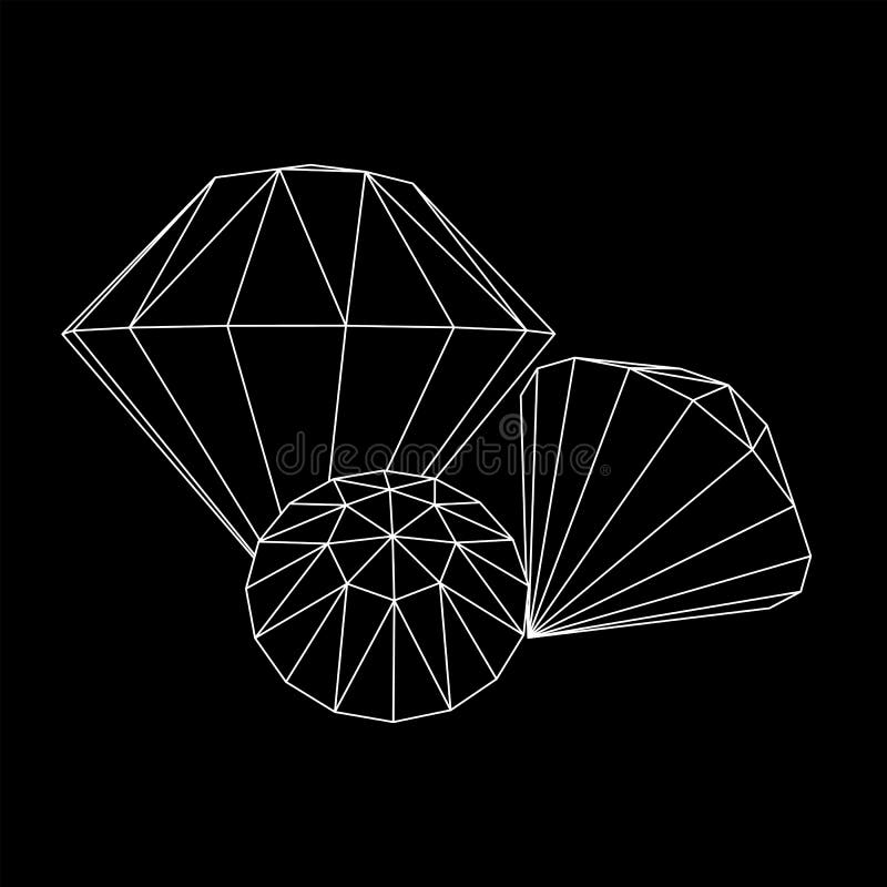 Diamond. Low Poly Wireframe Mesh. Jewelry, Gem, Luxury and Rich Symbol ...