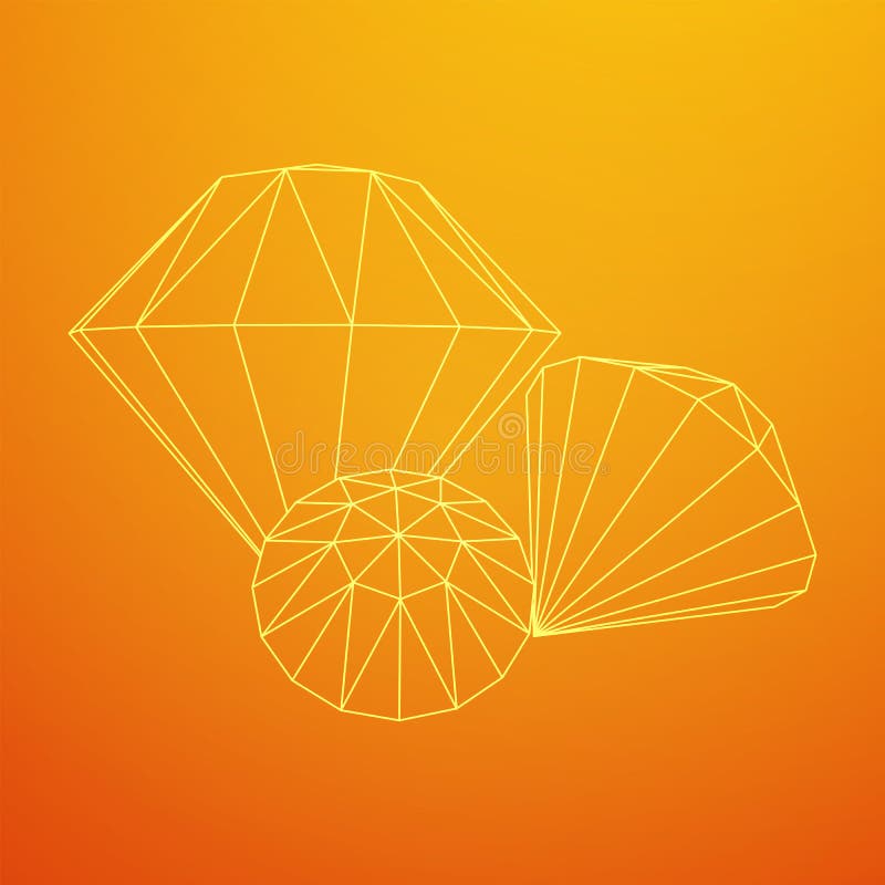 Diamond Wireframe Low Poly Mesh Stock Vector - Illustration of shine ...