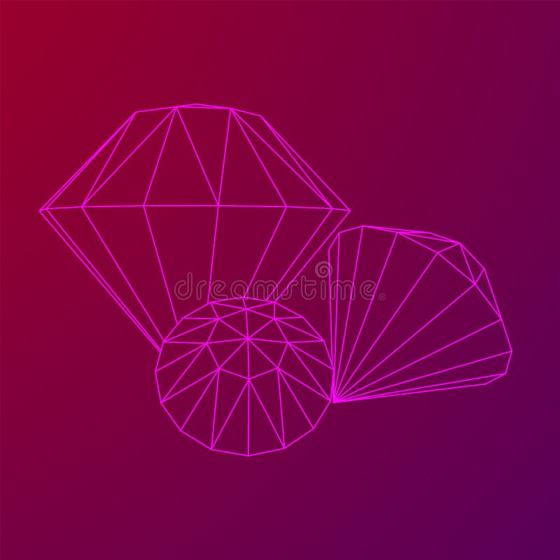 Diamond Wireframe Low Poly Mesh Stock Vector - Illustration of diamond ...