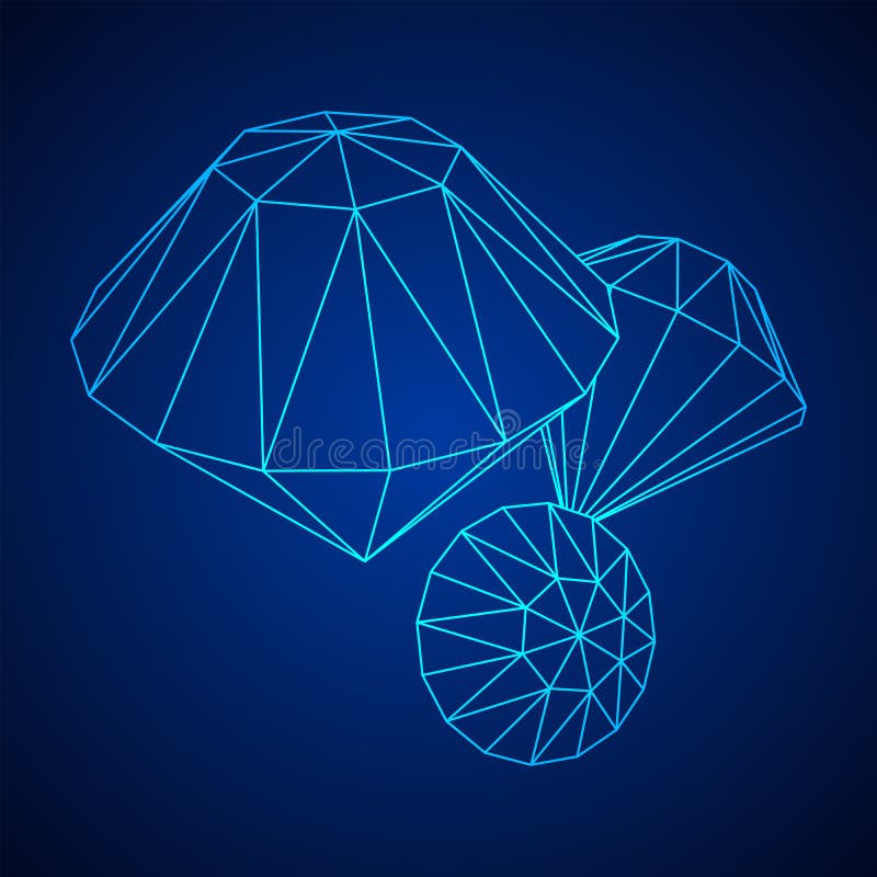 Diamond. Low Poly Wireframe Mesh. Jewelry, Gem, Luxury And Rich Symbol ...