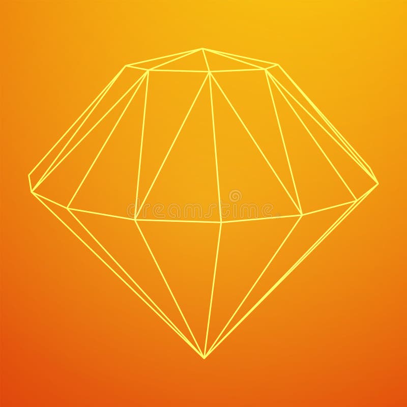 Diamond Wireframe Low Poly Mesh Stock Vector - Illustration of icon ...