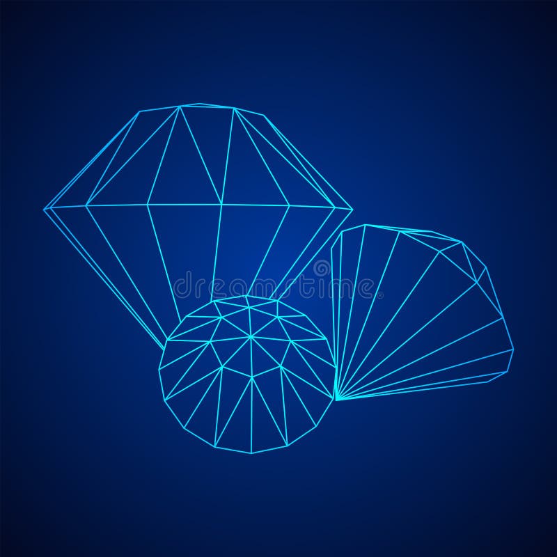Diamond Wireframe Low Poly Mesh Stock Vector - Illustration of ...