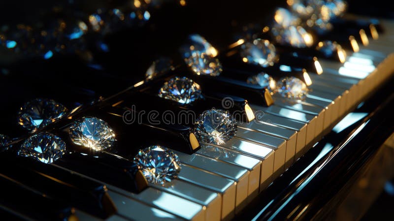 Diamonds Adorn a Grand Piano Keyboard Stock Illustration - Illustration ...