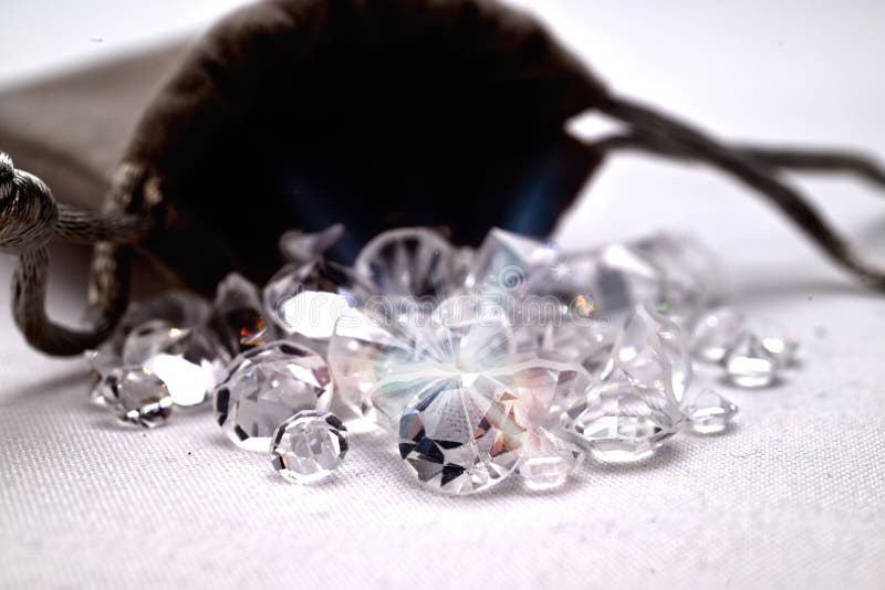 Diamonds with bag stock photo. Image of diamond, glass - 308209036
