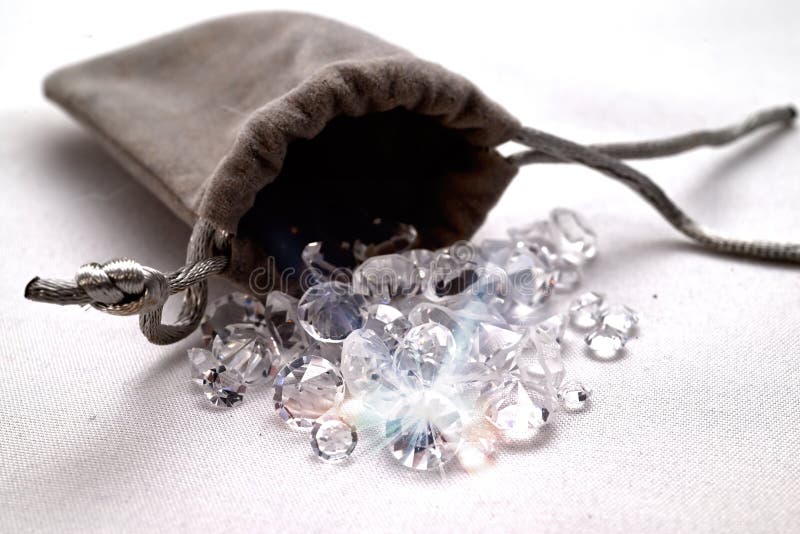 Diamonds with bag stock photo. Image of jewellery, lighting - 308209168