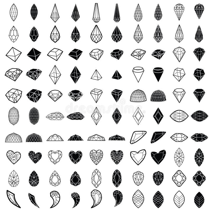 100 Diamonds Bundle. Luxury Gem Cutting Set Stock Vector - Illustration ...