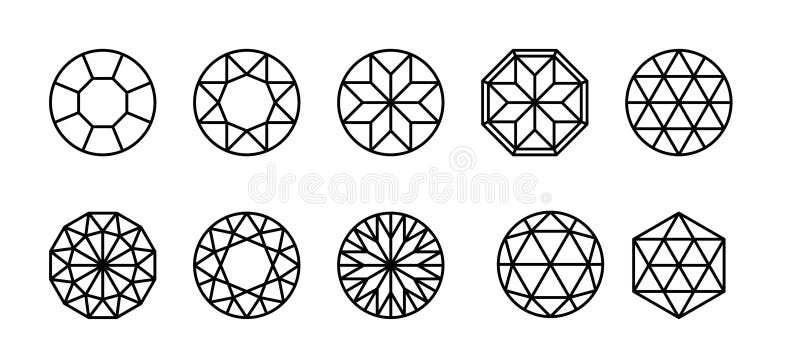 Diamonds and Crystals Outline Collection. Diamond Shape Set. Gemstone ...
