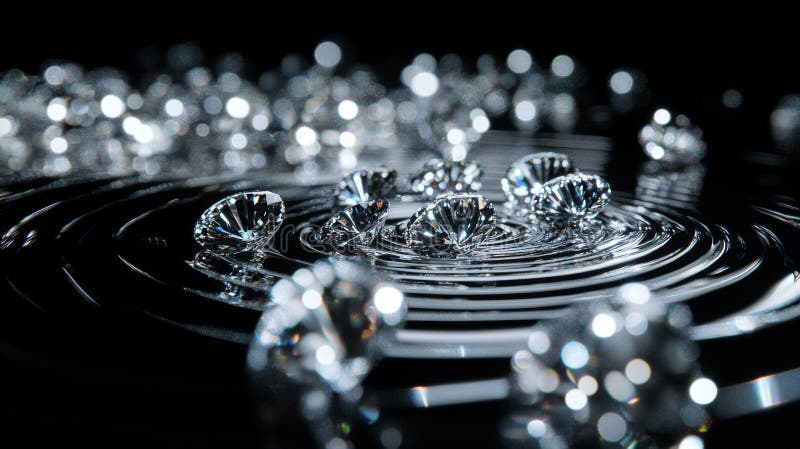 Diamonds Falling into Dark Still Water Stock Illustration ...