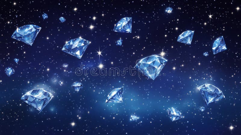 Diamonds Falling through a Starry Blue Night Sky Stock Illustration ...