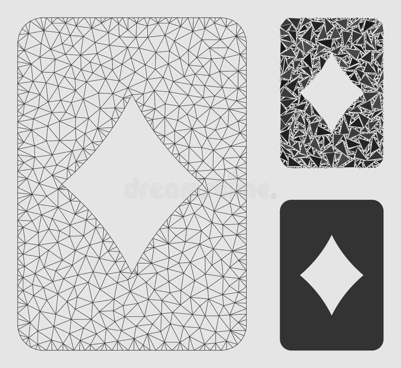 Diamonds Gambling Card Vector Mesh 2D Model and Triangle Mosaic Icon ...