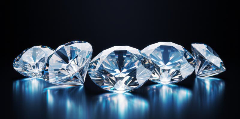 Diamonds Group Placed on Dark Blue Background Stock Image - Image of ...
