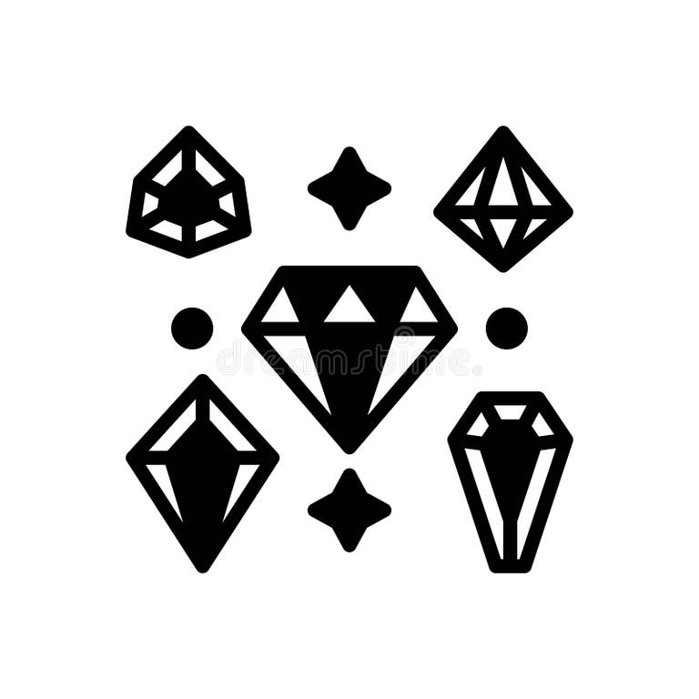 Black Solid Icon for Diamonds, Shine and Crystal Stock Vector ...