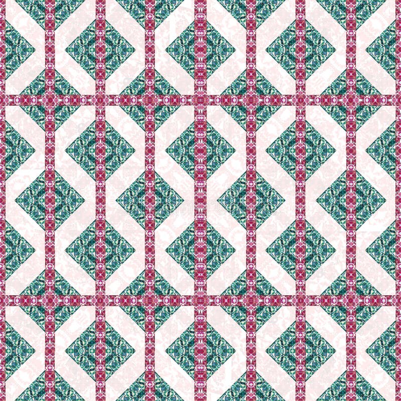 Diamonds Motif Boho Style Check Pattern Stock Illustration ...