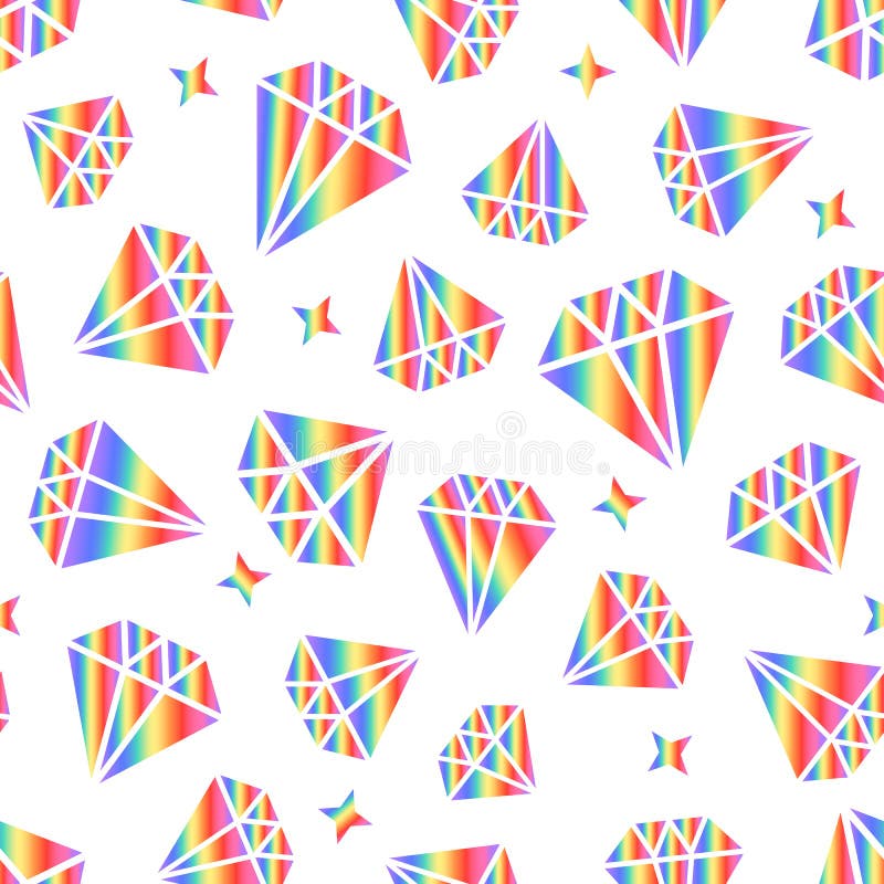 Diamonds with Rainbow Gradient Modern Abstract Seamless Pattern. Vector ...