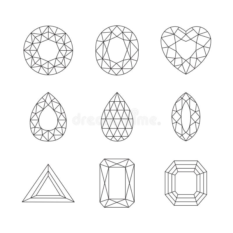 Diamonds and Ruby Vector Line Icons Stock Vector - Illustration of ...