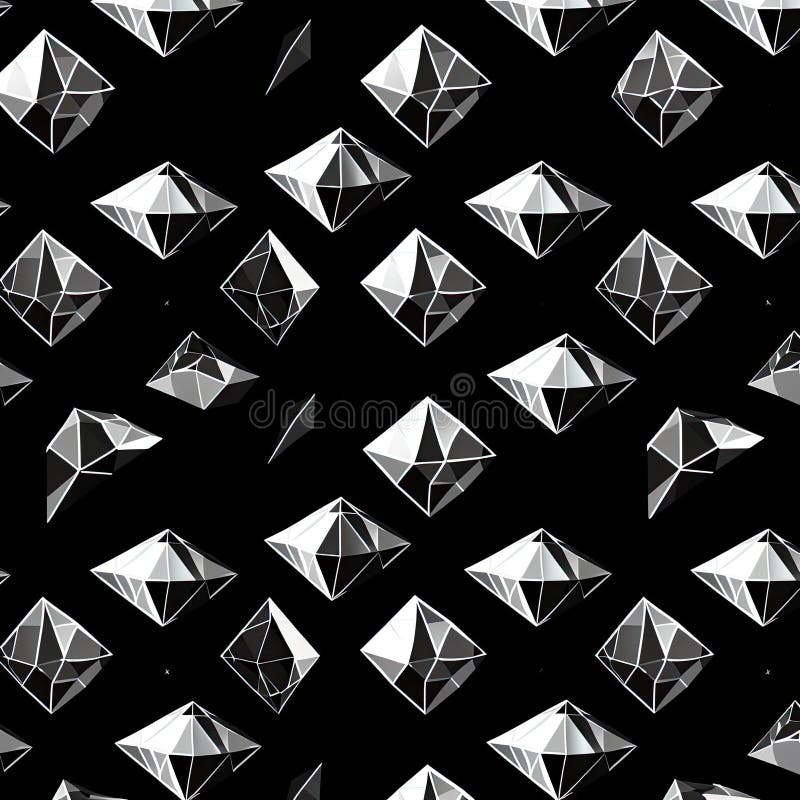 Diamonds Seamless Pattern on Black Background - Diamonds Vector ...