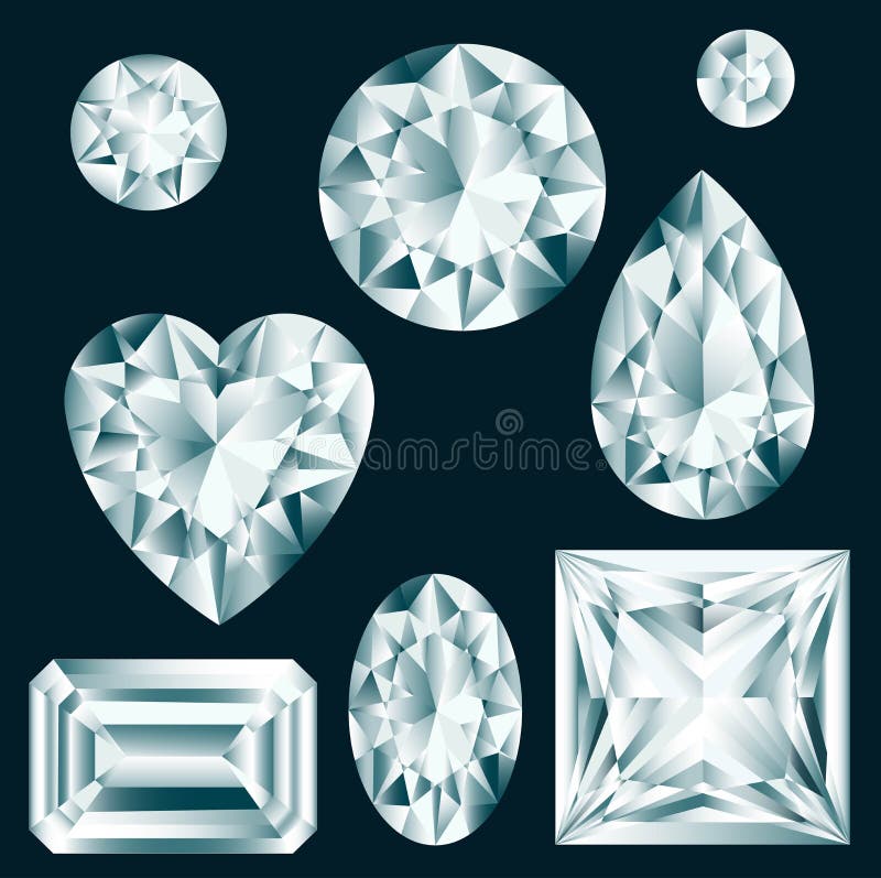 Diamond Cuts and shapes stock vector. Illustration of asscher - 1672517