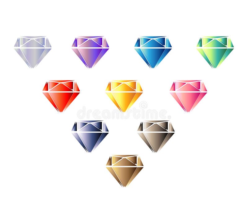 Diamonds Set of Various Colors Stock Vector - Illustration of vector ...