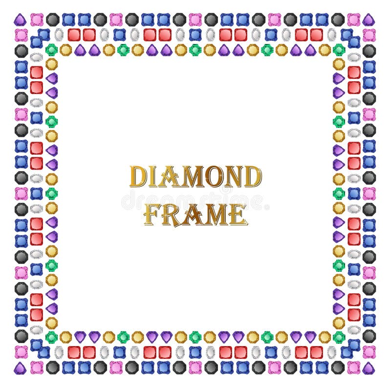 Diamonds square frame stock vector. Illustration of jewels - 76598396