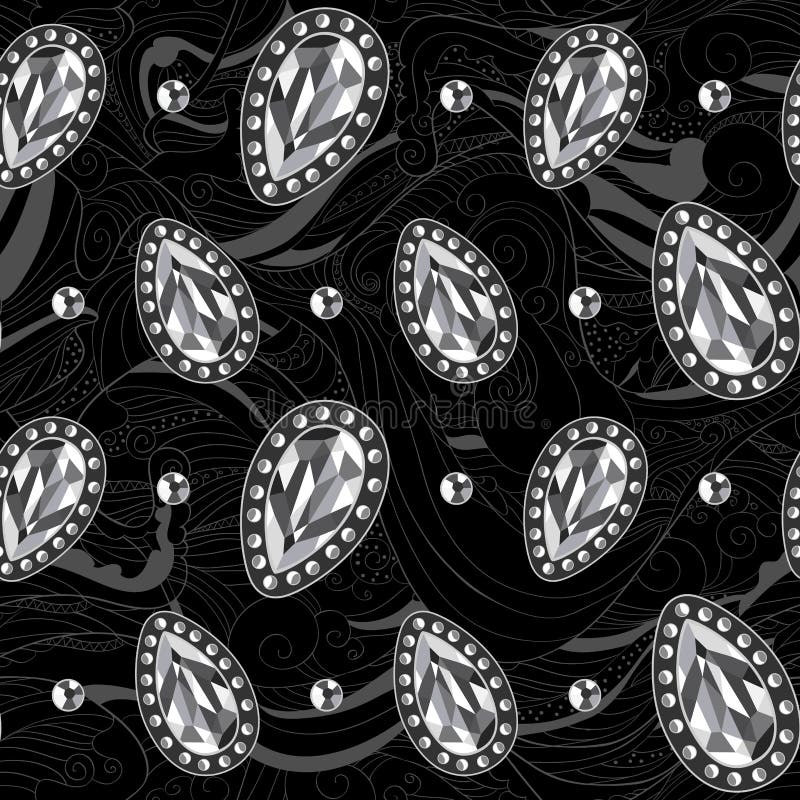 Diamonds Waves Jewelry Pattern Stock Illustration - Illustration of ...