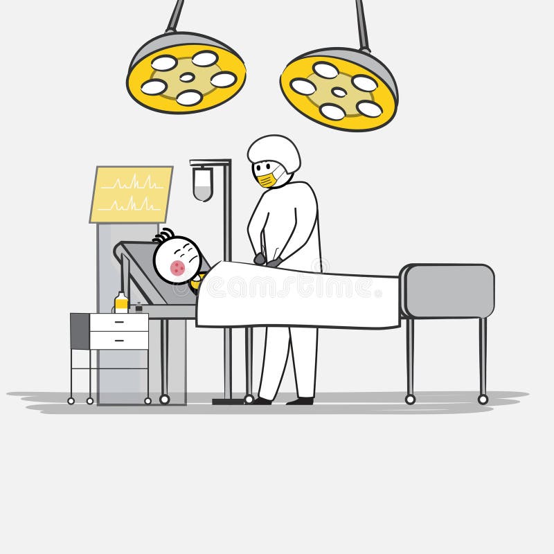 Stickman, Stickman Lying on Hospital Bed Being Treated by a Doctor ...