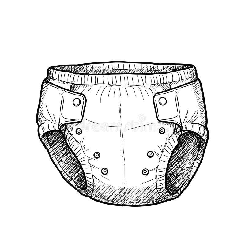 Diaper Illustration in a Hand-drawn Style on a White Background Stock ...