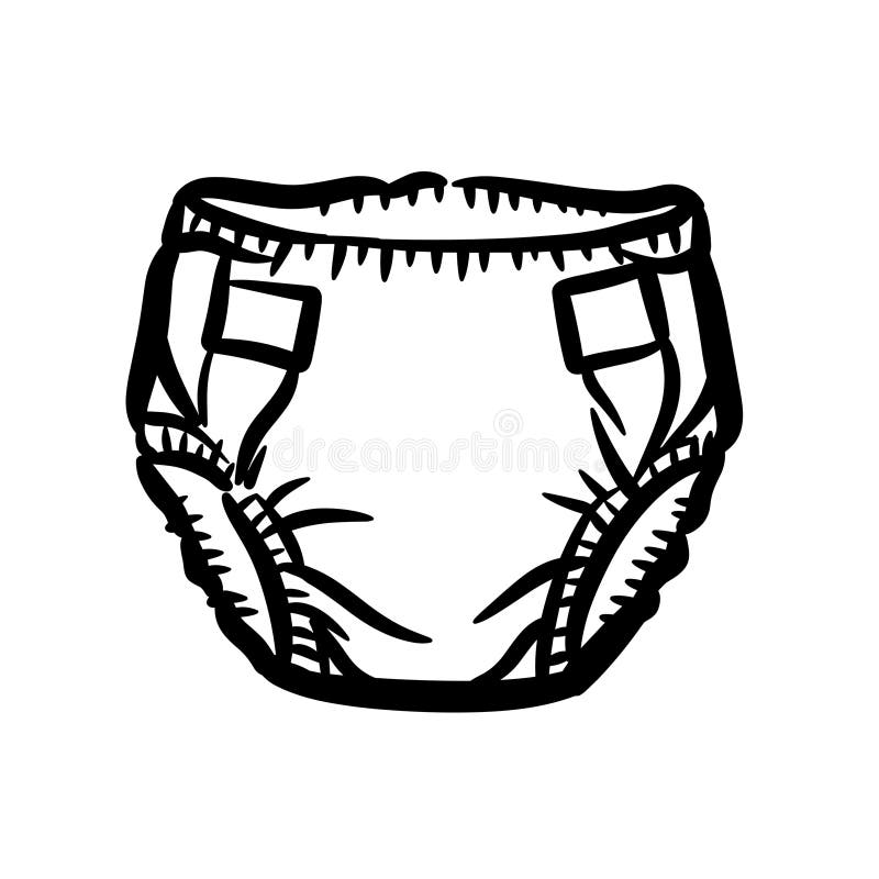 Diaper Illustration in Simple Line Art Style on a White Background ...