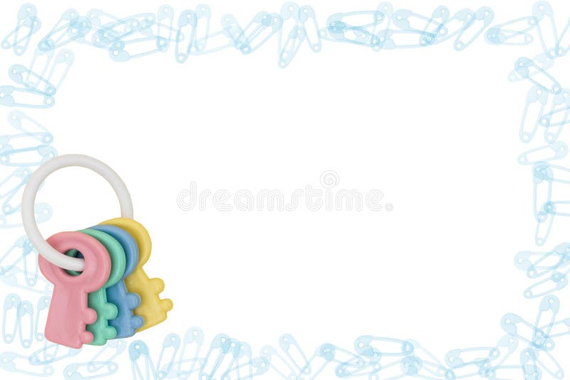 Diaper Pin Border and Rattle Stock Photo - Image of ring, close: 10159092