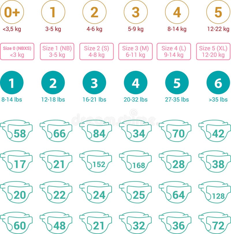 Diaper Size Based on Baby S Weight. Vector Illustration Isolated on ...