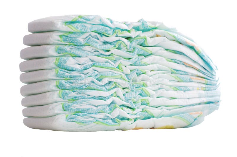 9 Diapers Isolated On White Background Stock Image - Image of ...