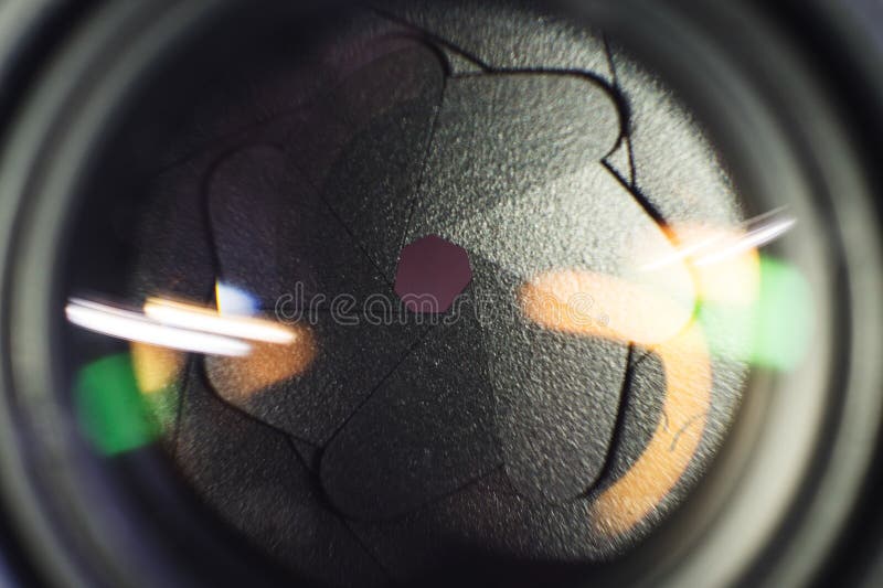 The Diaphragm of a Camera Lens Aperture. Selective Focus with Shallow ...