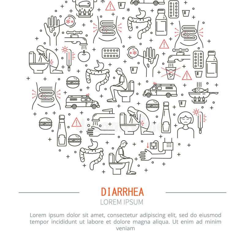 Diarrhea Causes and Symptoms. Infographic Poster with Text and ...