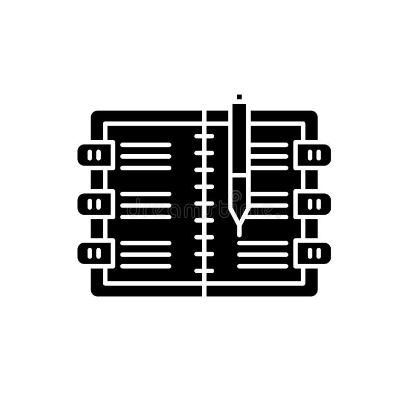 Diary Black Icon, Vector Sign On Isolated Background. Diary Concept ...