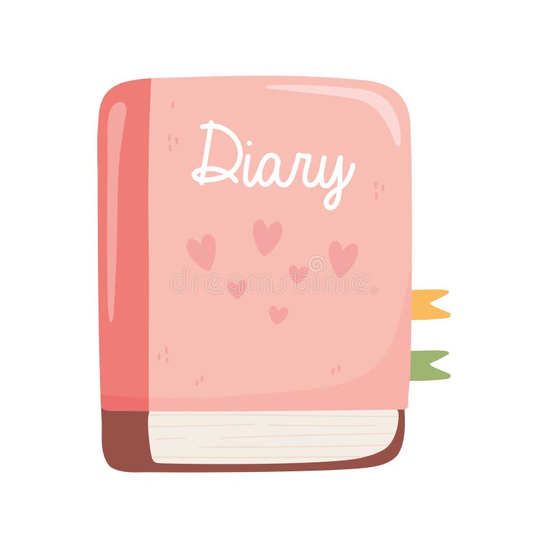 Diary Book Cartoon Hygge Style Stock Illustration - Illustration of ...