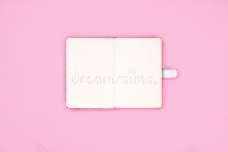 Diary Book Open Copy Space Pink Background Opened White Sheets Stock ...