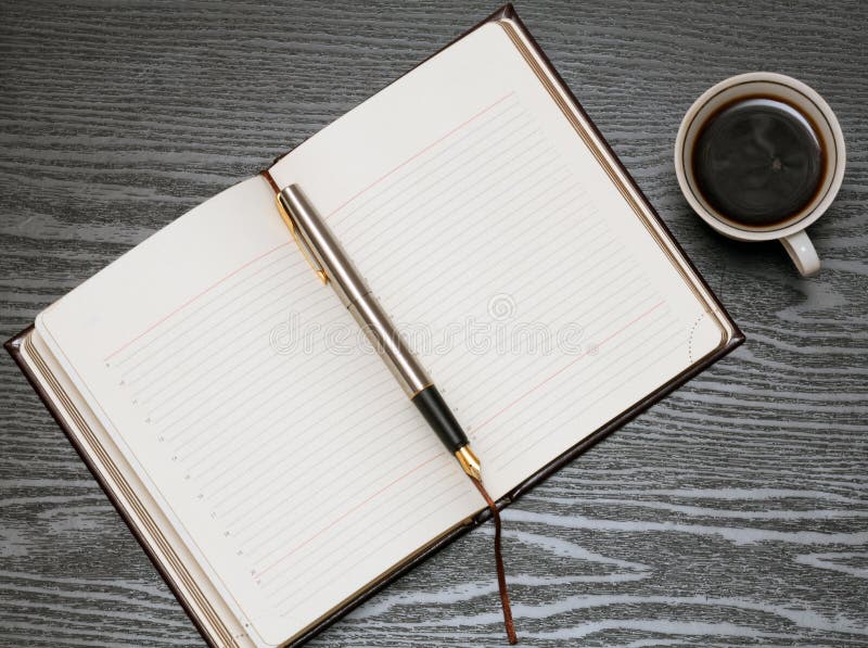 Diary book and coffee stock image. Image of working, diary - 55742483
