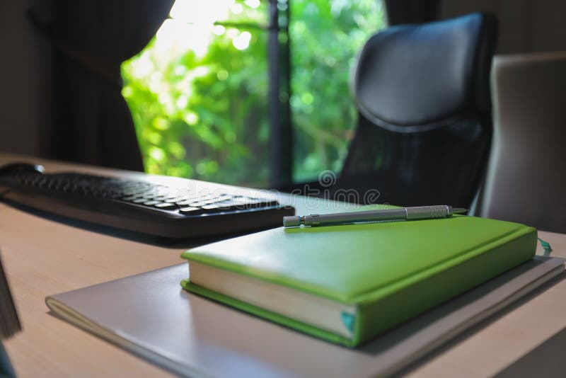 Diary Book and Pen on Desk of Table Work Inside Business Home Stock ...