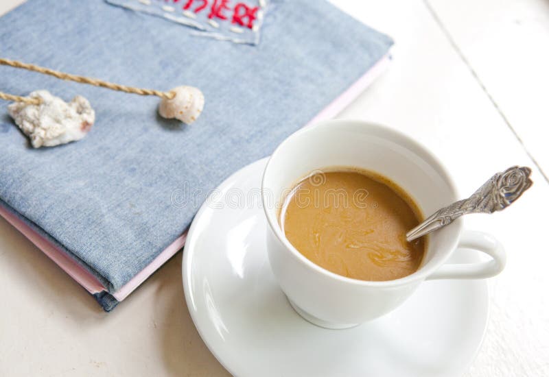 Diary and Coffee stock photo. Image of white, paper, table - 42610334