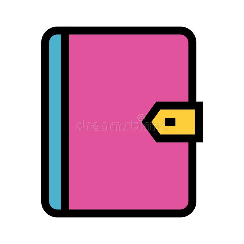 Diary Thin Line Vector Icon Stock Vector - Illustration of business ...