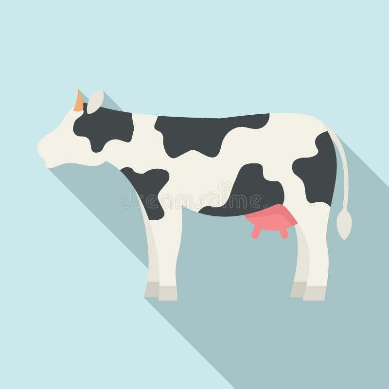 Diary cow icon, flat style stock vector. Illustration of food - 168906138