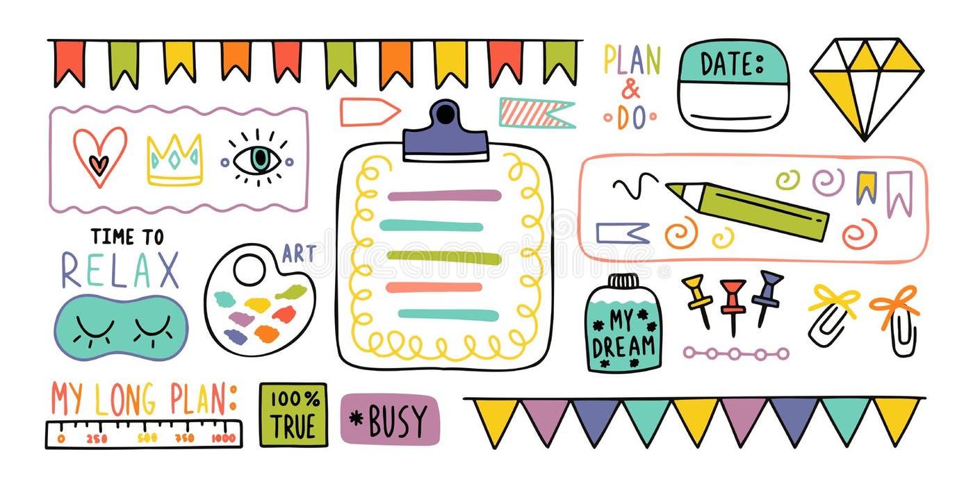 Cute Doodles Elements Stock Illustrations – 9,659 Cute Doodles Elements ...