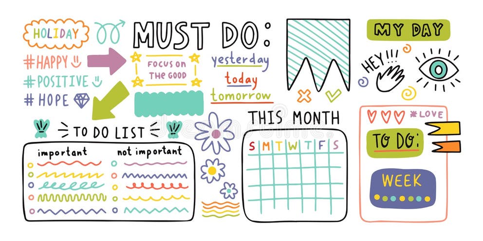 Diary Cute Note Elements Stock Illustrations – 1,032 Diary Cute Note ...