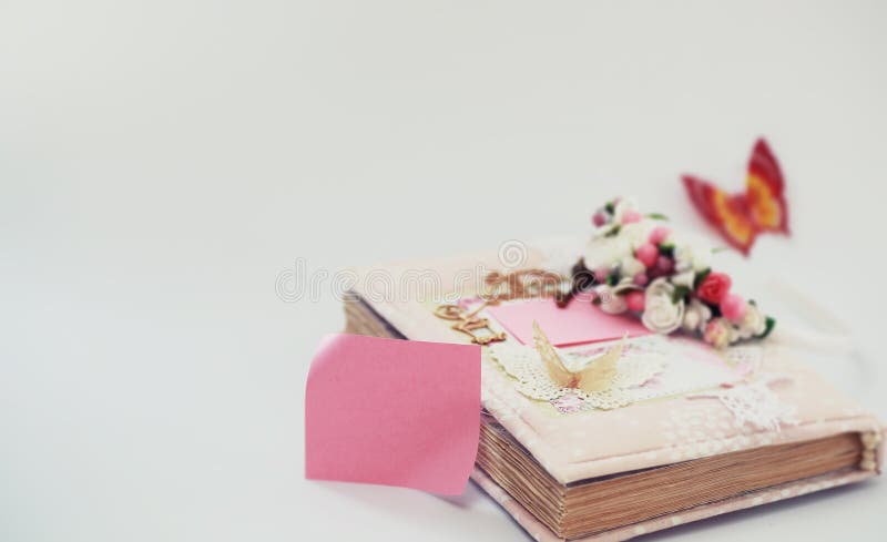 A Diary for Entries on a White Table Stock Image - Image of blank ...