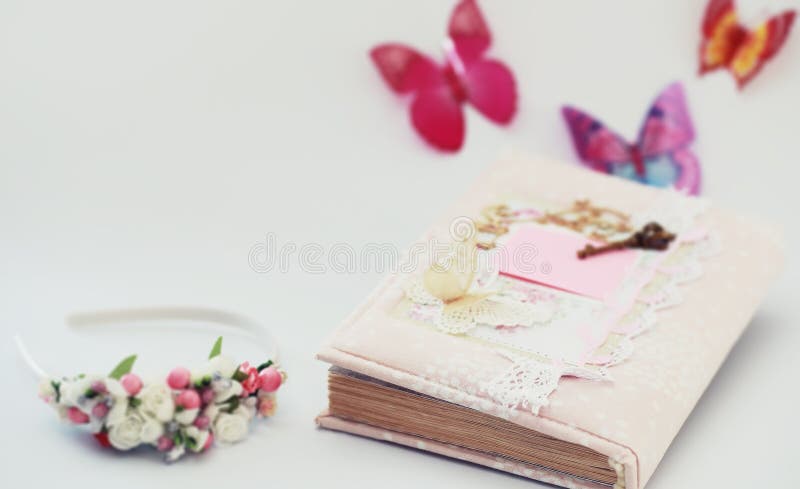 A Diary for Entries on a White Table Stock Image - Image of diary, note ...