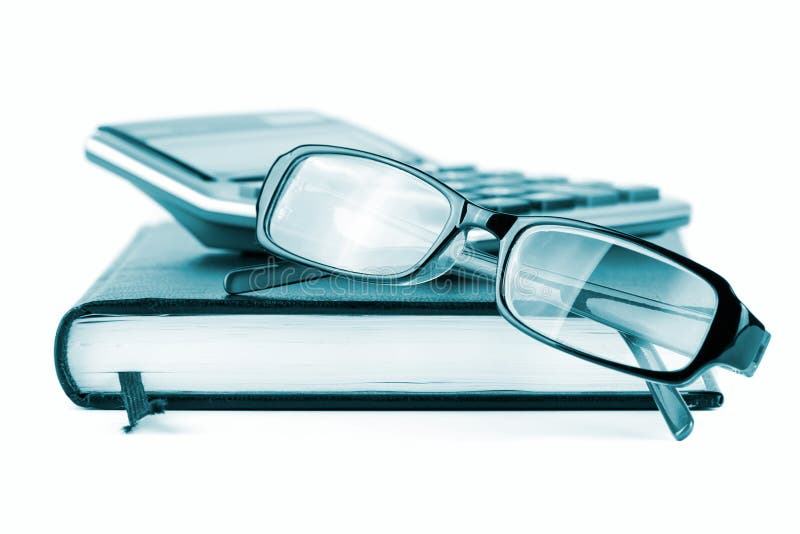 Diary, Glasses and Calculator Stock Photo - Image of list, eyeglasses ...